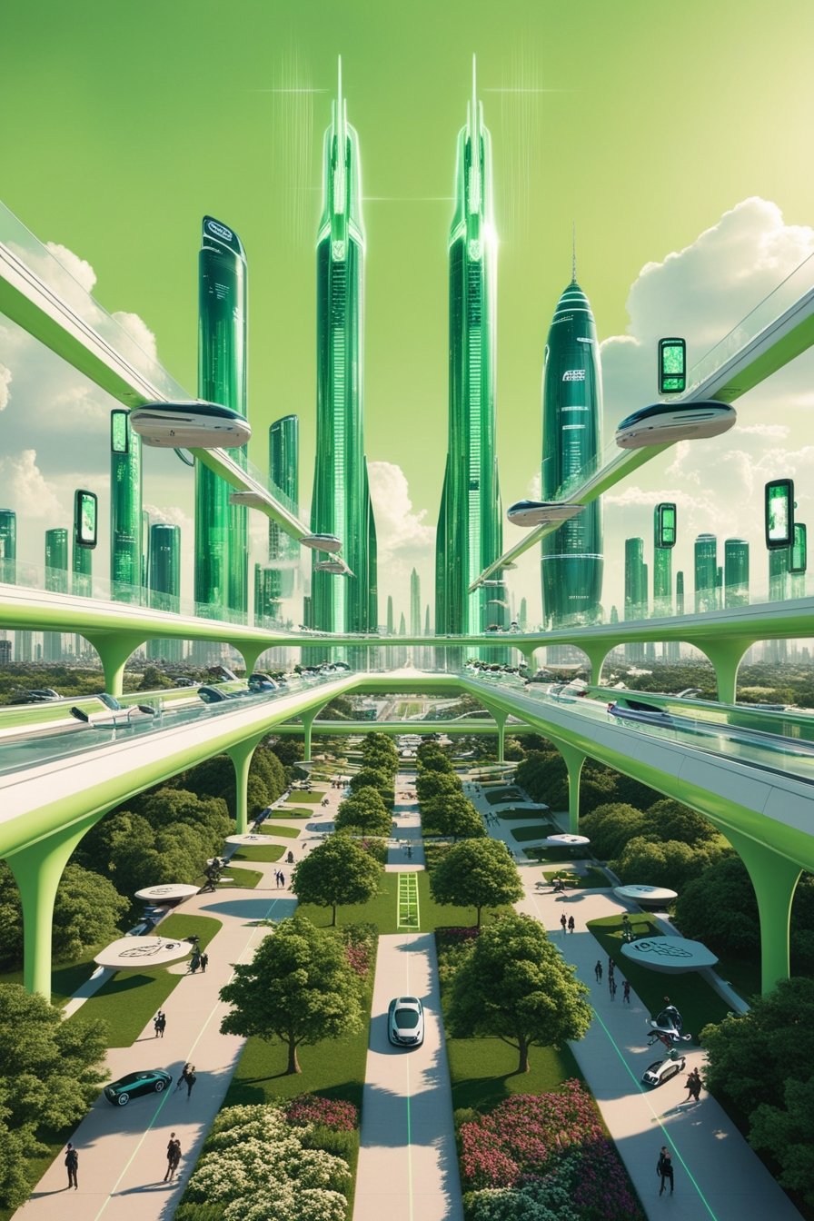 futuristic metropolis set amidst a lush - Future Imaginations