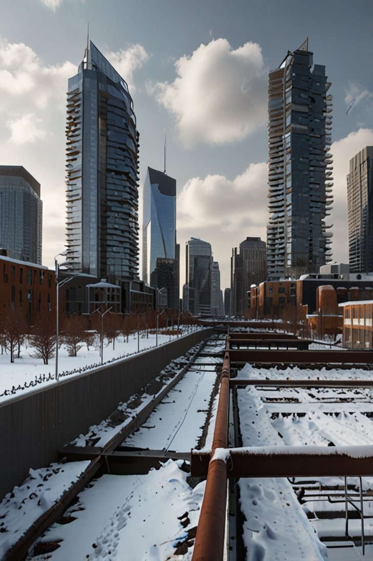 A Glimpse into a Futuristic Snow-Capped City