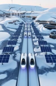 A Glimpse into a Futuristic Snow-Capped City
