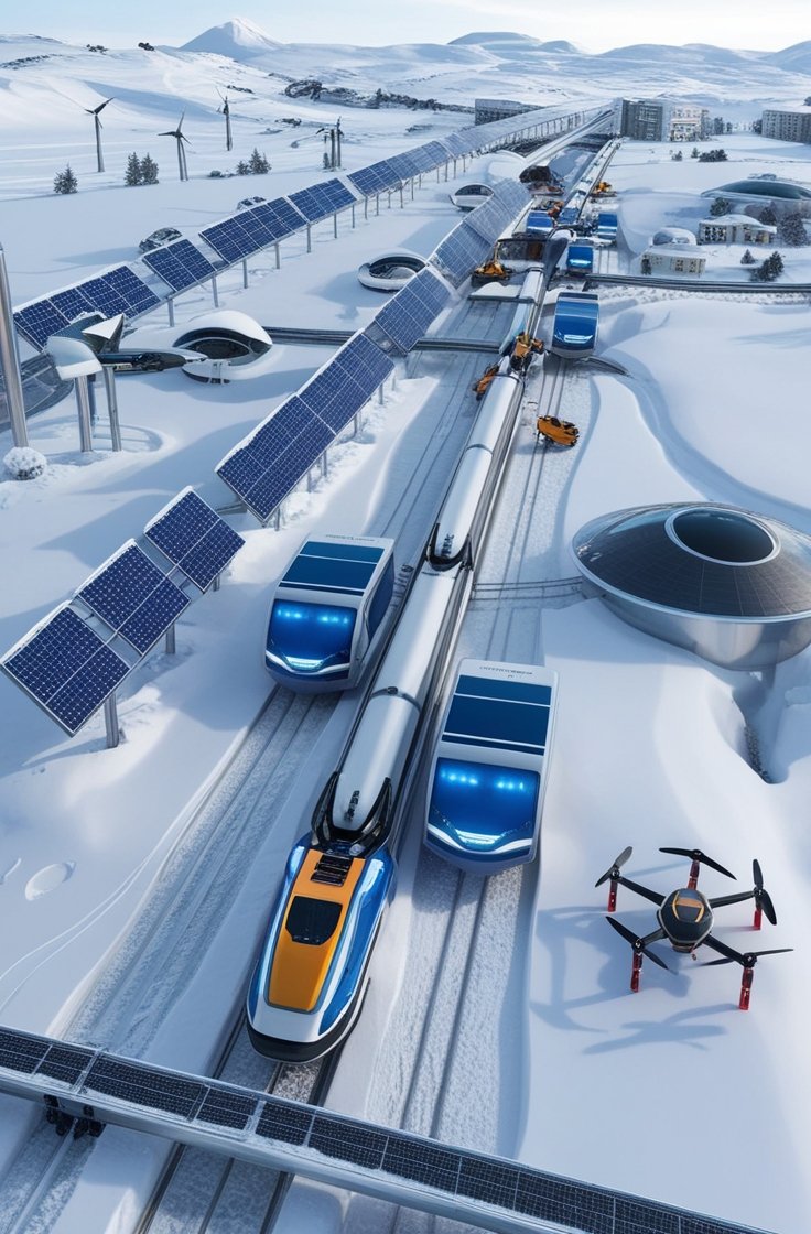 A Glimpse into a Futuristic Snow-Capped City