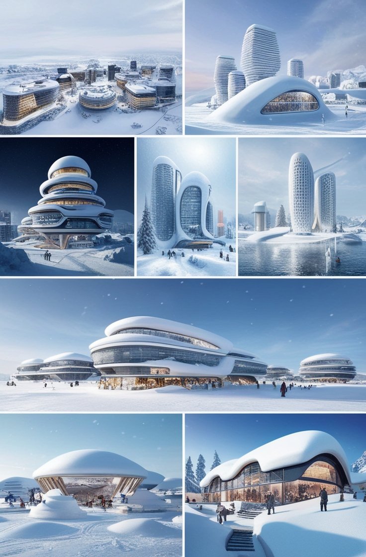 A Glimpse into a Futuristic Snow-Capped City