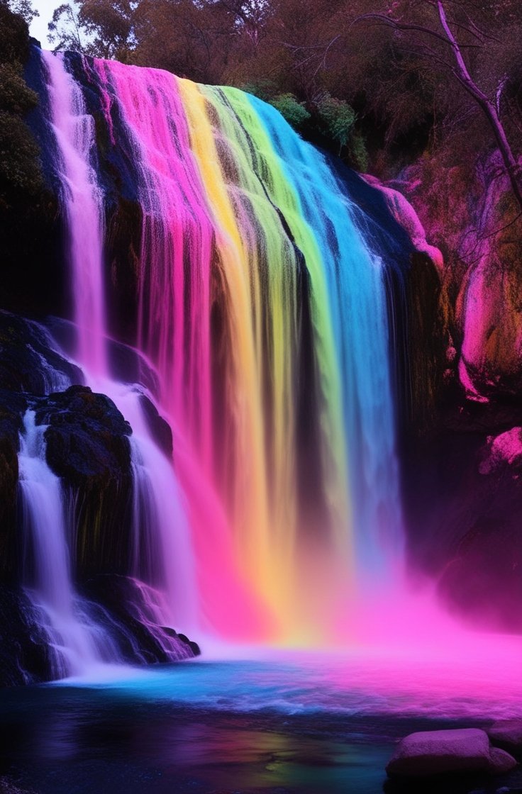 The Enchanting Neon Waterfall: A Fairytale Spectacle