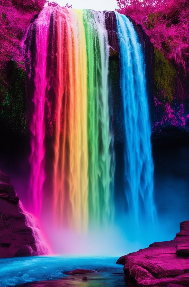 The Enchanting Neon Waterfall: A Fairytale Spectacle