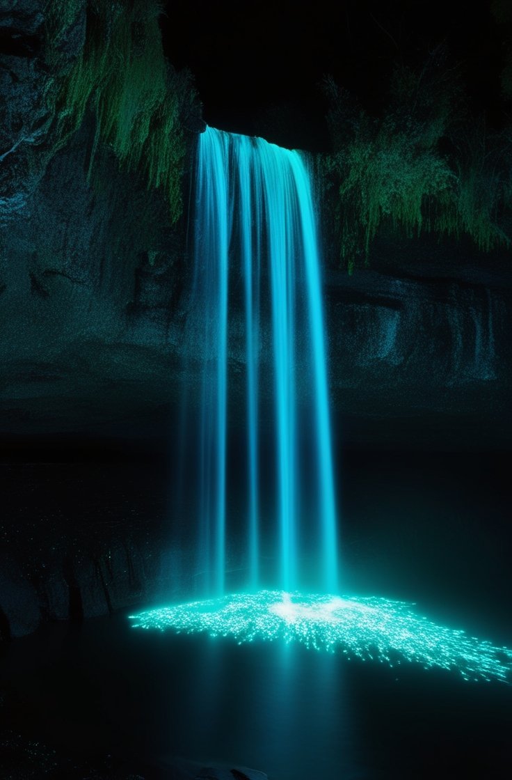 The Enchanting Neon Waterfall: A Fairytale Spectacle