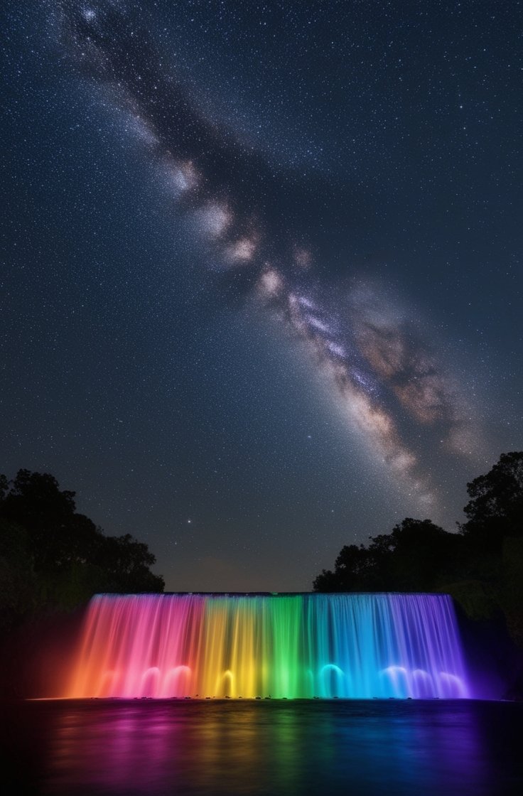The Enchanting Neon Waterfall: A Fairytale Spectacle