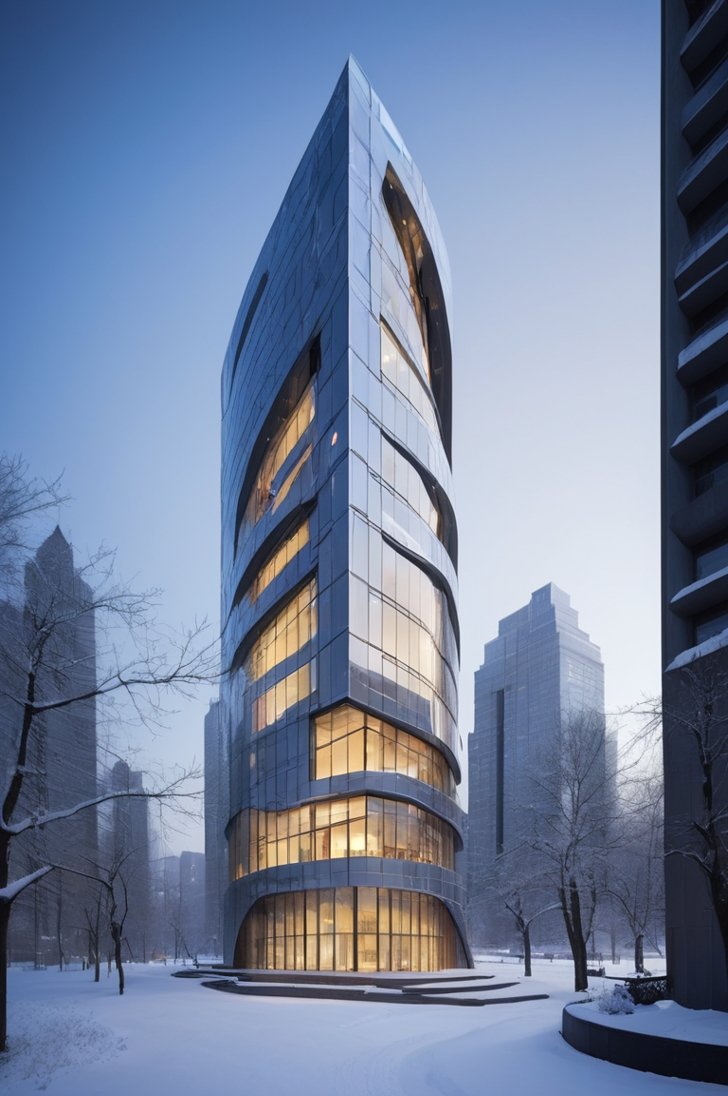 The Enchantment of Winter: A Skyscraper’s Grace Amidst Snow - Future ...