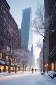The Enchantment of Winter: A Skyscraper’s Grace Amidst Snow - Future ...